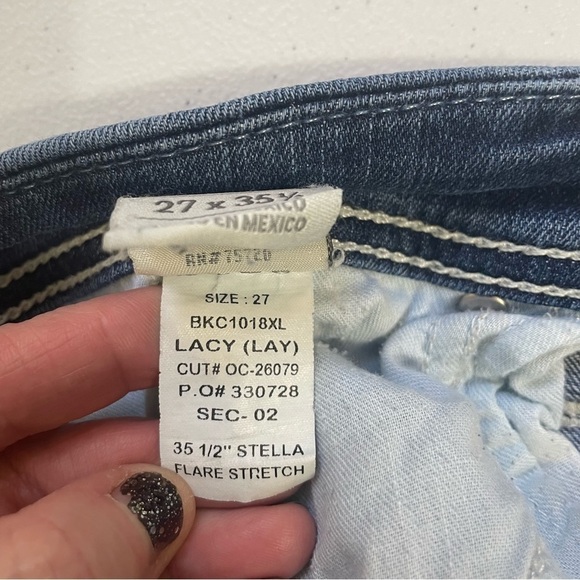 BKE | Jeans | Bke Denim Jeans Stella Extra Long Flare Stretch Low Rise Lacy Wash 27 X 355 | Poshmark